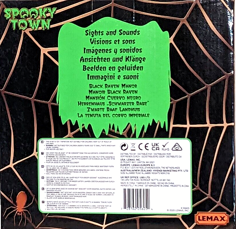 Lemax Spooky Town Black Raven Manor Animated Light Sound Ghost ...