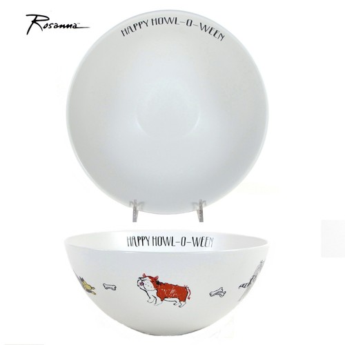Rosanna HAPPY HOWL-O-WEEN 8" Serving Bowl White Halloween Dog Costume ...