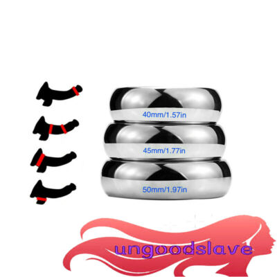 Stainless Steel Thick Heavy Duty Metal Silver Male Ring Peni Enhancer ...