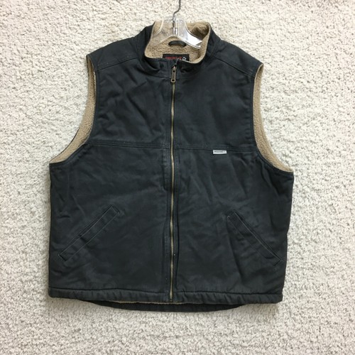 Wolverine Vest Jacket Extra Large Gray Canvas Fleece Lined Full Zip ...