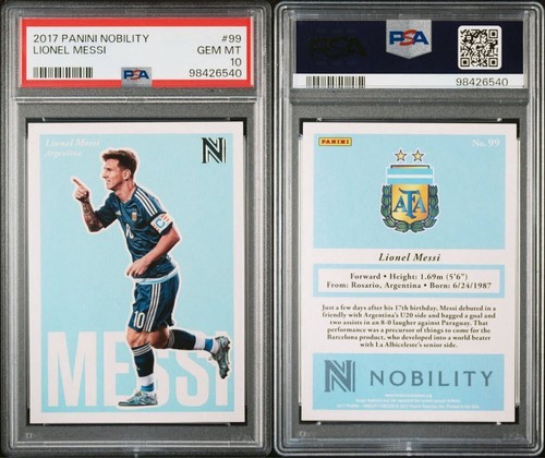 Psa10 2017 Panini Nobility Soccer Lionel Messi Base Card High Number Sp ...