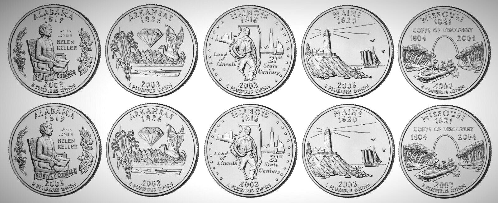 2003 USA State Statehood Quarters UNC P&D 10 Coin Set!! | eBay