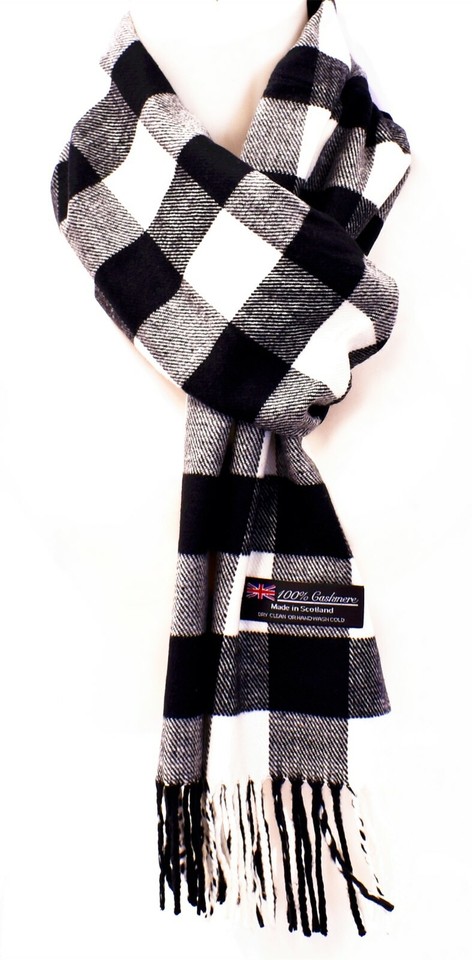 Mens Womens Wool Check Scarf Scotland Made Warm Plaid Wool 100% ...