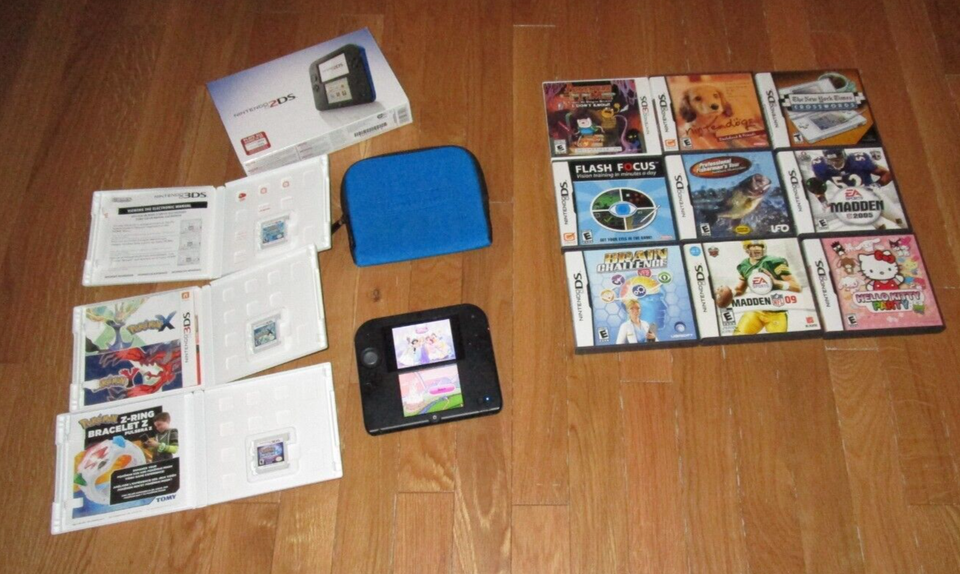 nintendo 2ds console blue bundle +POKEMON ALPHA SAPPHIRE MOON & X & 9 ...