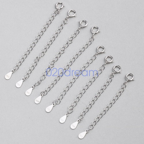 2PC 925 Sterling Silver Safety Chain Extenders Necklace Extencion ...
