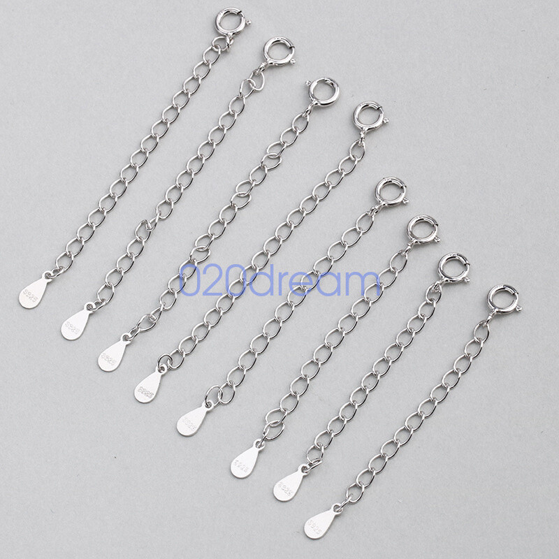 2PC 925 Sterling Silver Safety Chain Extenders Necklace Extencion ...