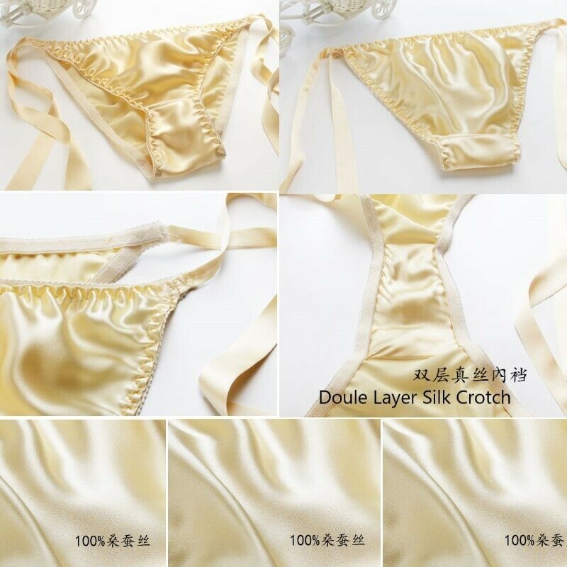 Womens 100% Silk Summer Bikinis Strappy Low-Rise Thongs Underwear ...