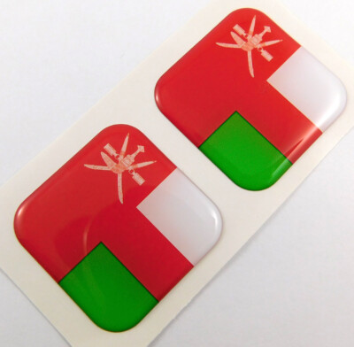 Oman Flag Square Domed Decal car bike gel stickers 1.5" 2pc | eBay