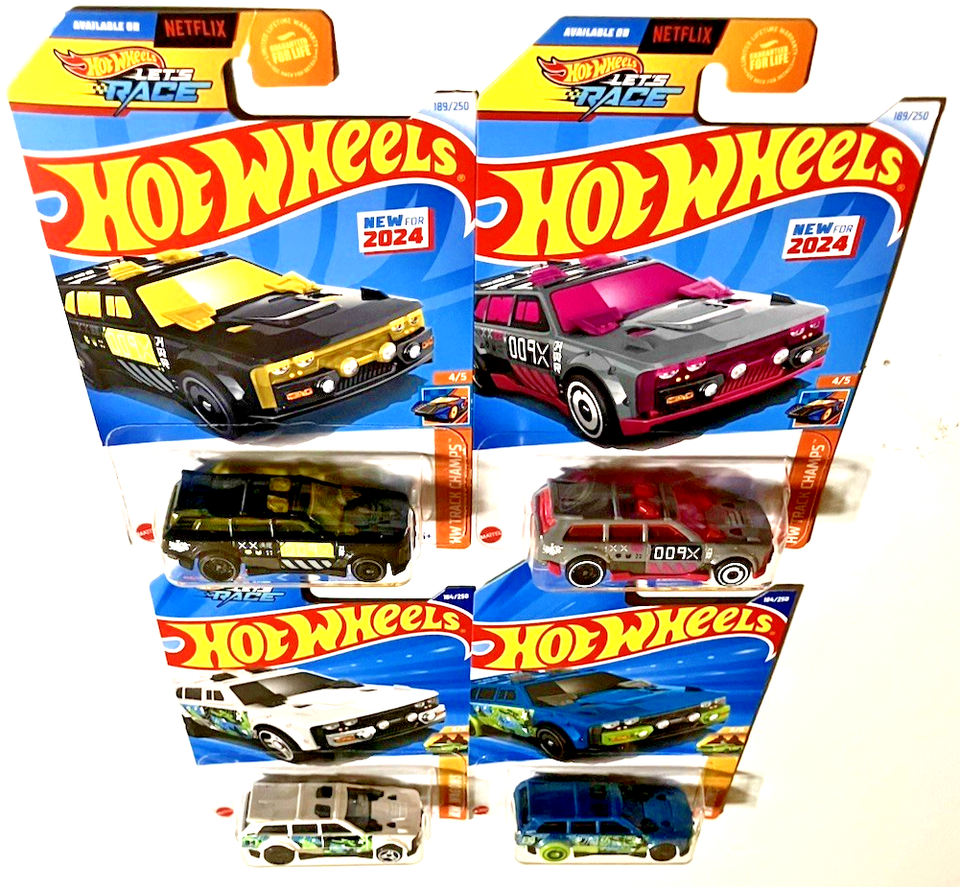Hot Wheels ~ TRACK DWAGON ~ 2024 ~ LET'S RACE ~ Lot Of 4~ VARIANTS ~ 1: ...