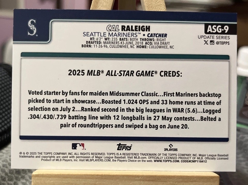 2025 Topps Update Cal Raleigh #ASG-9 All-Star Game Foil Mariners | eBay