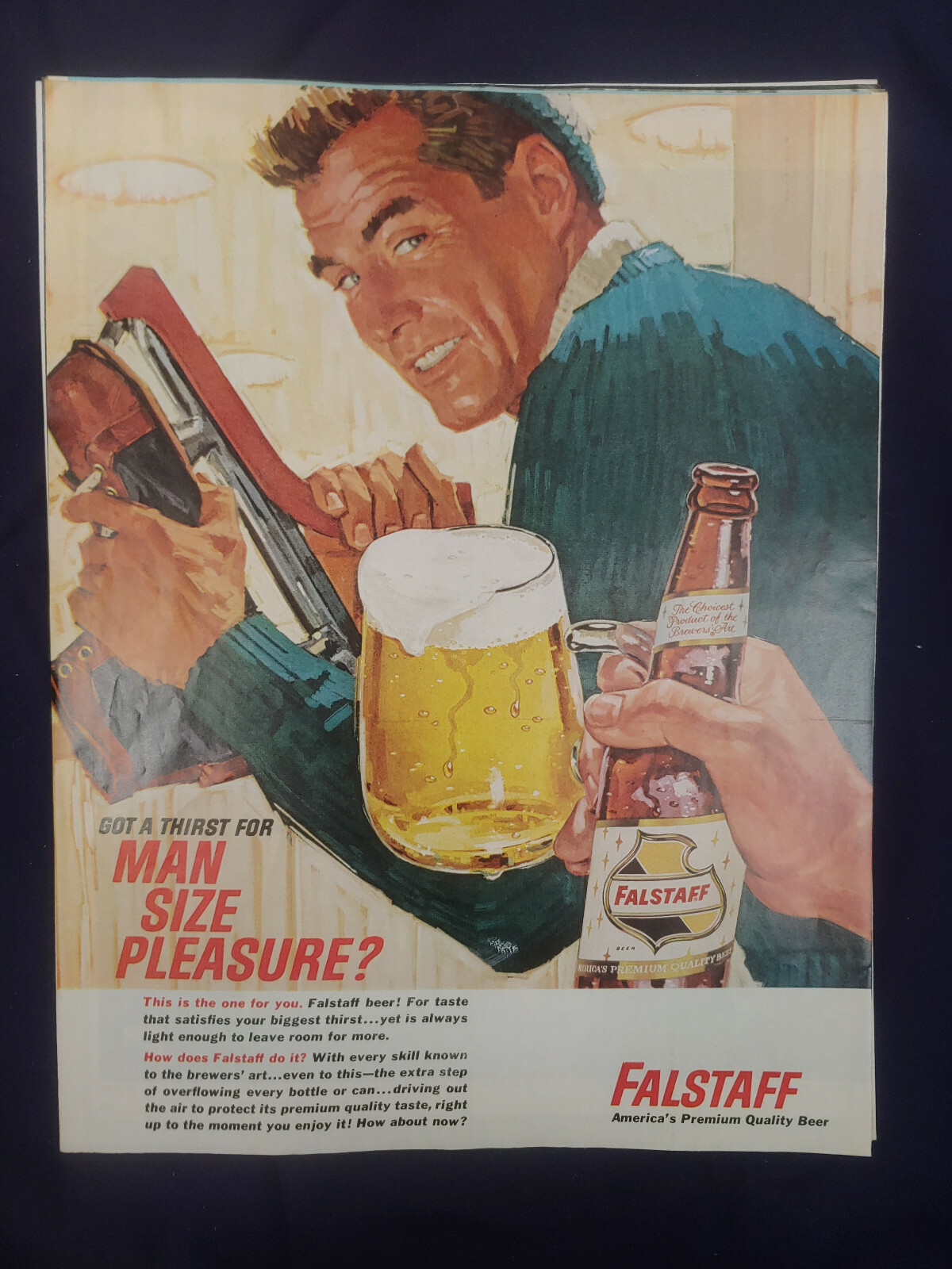 VTG 1964 Original Magazine Ad Falstaff Beer Got A Thirst For Man Size ...