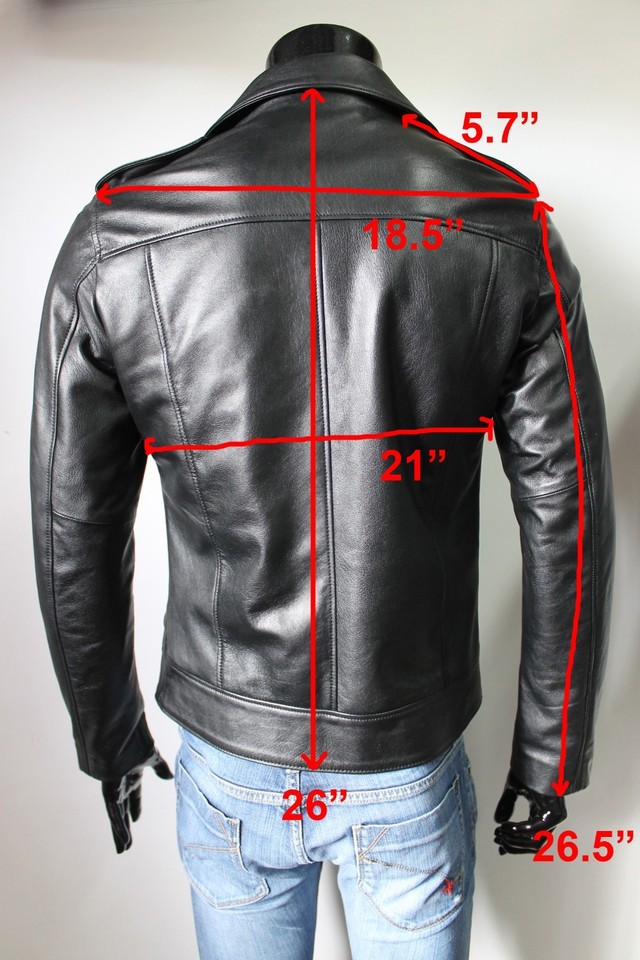 ITALIAN HANDMADE MEN SOFT LAMBSKIN LEATHER MOTO BIKER JACKET BLACK SIZE ...