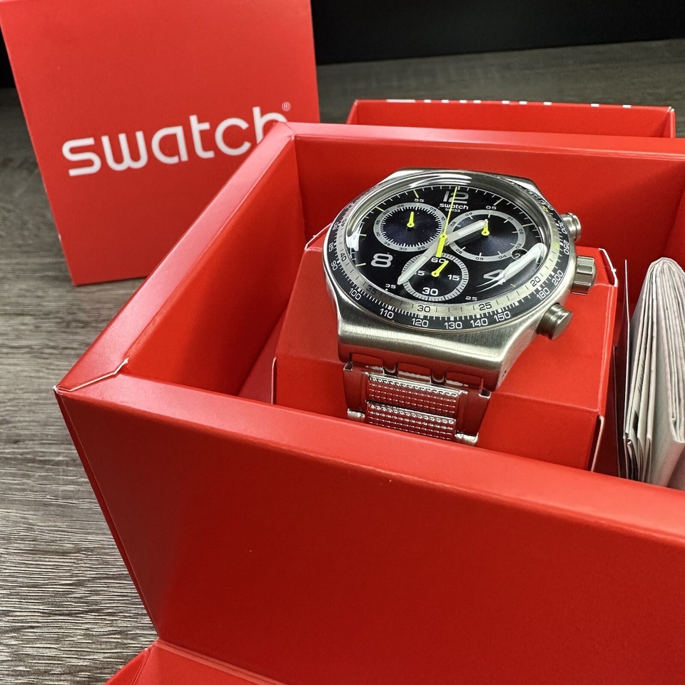 NEW LIMITED Swatch Irony SPRINKLED WATER Tachymeter Steel Men's Watch ...