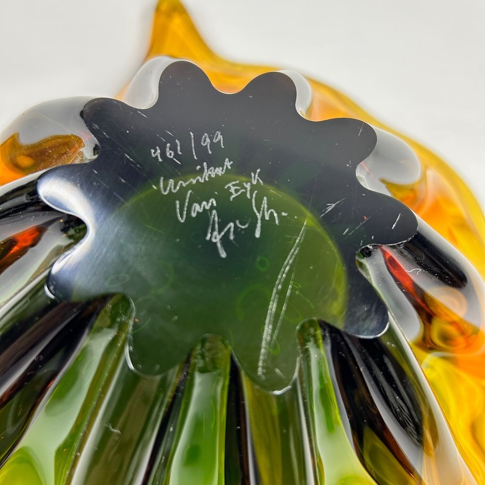 Unikat Van Eyk Art Glass Bowl Germany Signed Numbered Blown Cased Glass ...