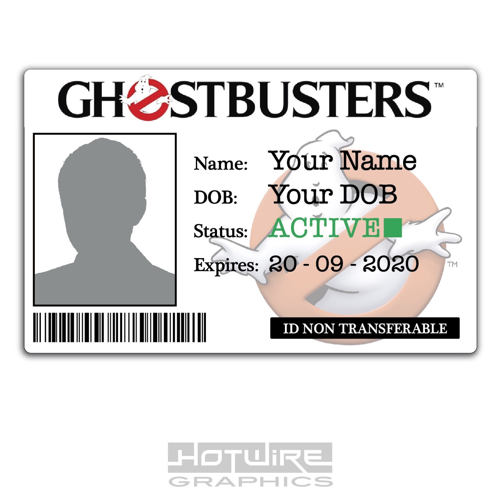 PERSONALISED Printed Novelty ID- Ghostbusters Film & TV Pass Card Funny ...