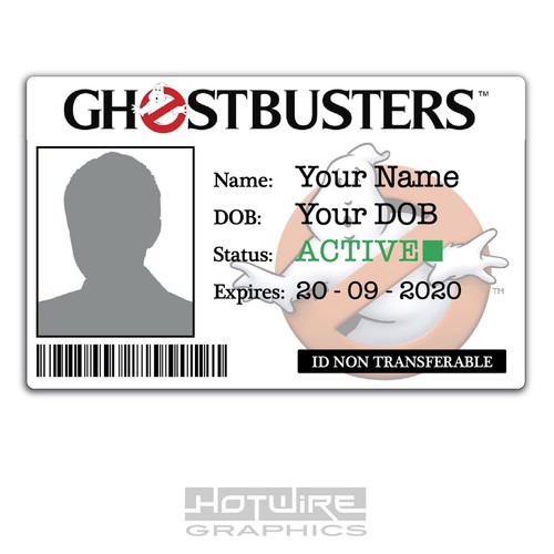 PERSONALISED Printed Novelty ID- Ghostbusters Film & TV Pass Card Funny ...