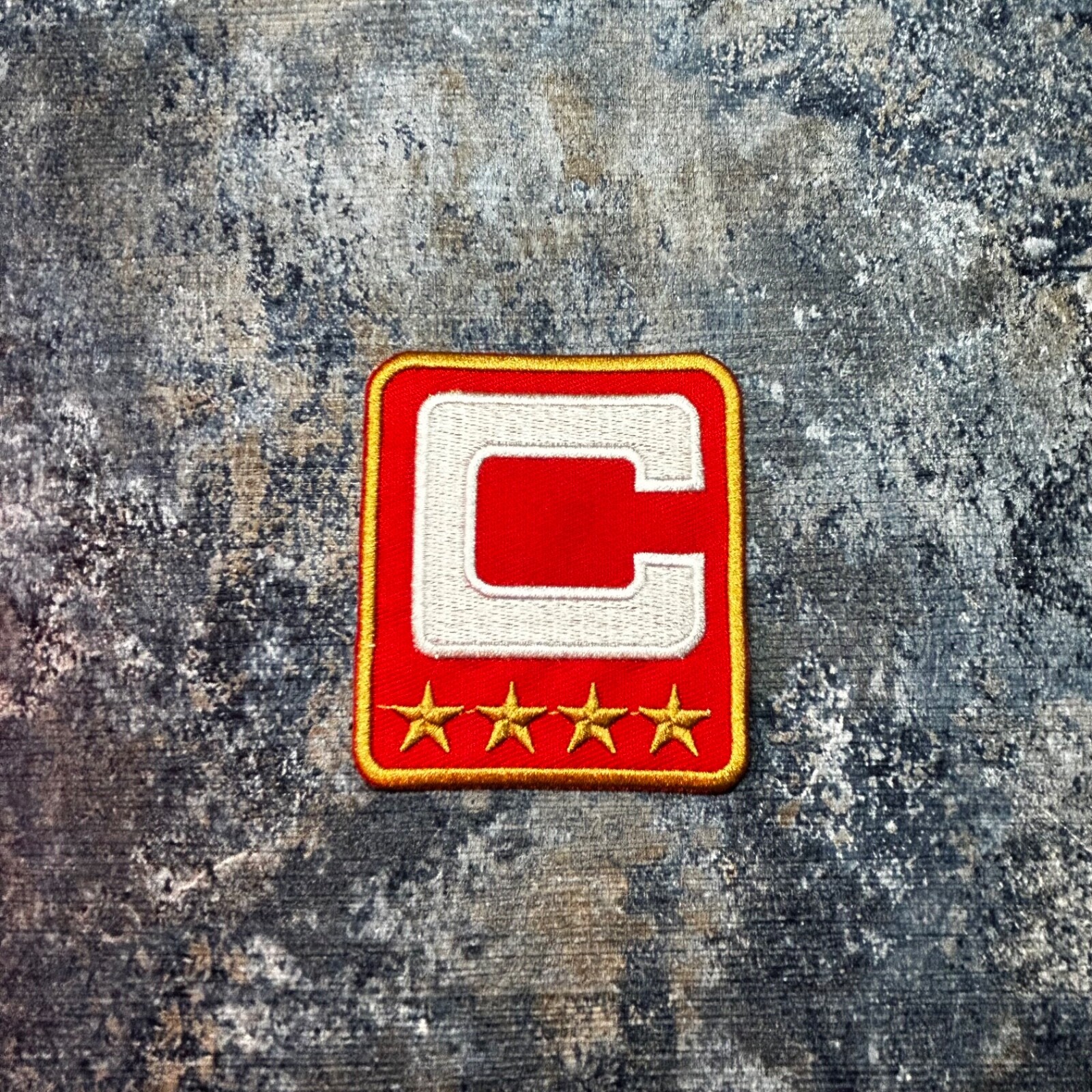 Captains Patch Sports NFL style American Football White and Gold on Red ...