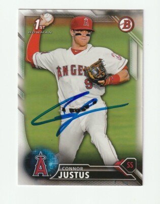 Connor Justus Signed 2016 Bowman Draft Card BD-61 Auto LA Angels ...