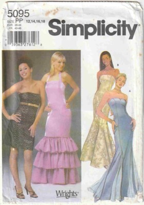 FF Simplicity 5095 Strapless Halter Neck Evening Dress Sewing Pattern ...
