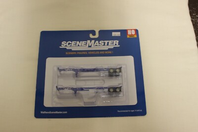 Walthers Scene Master HO 40' Container Chassis 2-Pack Blue #949-4551 | eBay