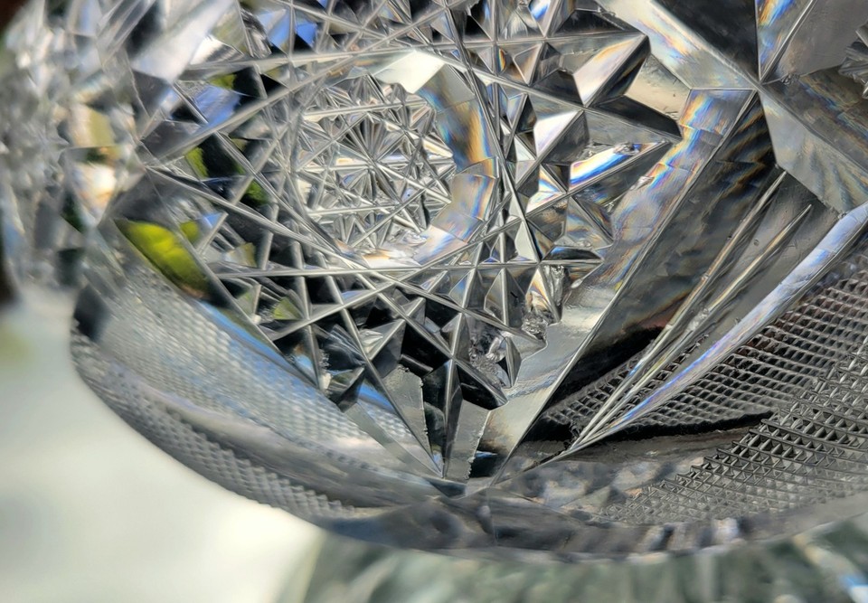 Antique American Brilliant Cut Glass Decanter Hobstars & curved miters ...