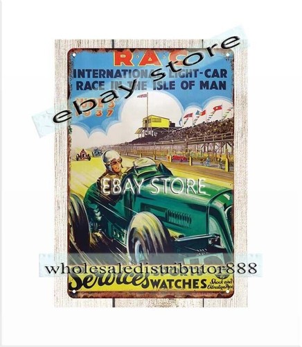 1937 International Light-Car Race Isle of Man metal tin sign home ...