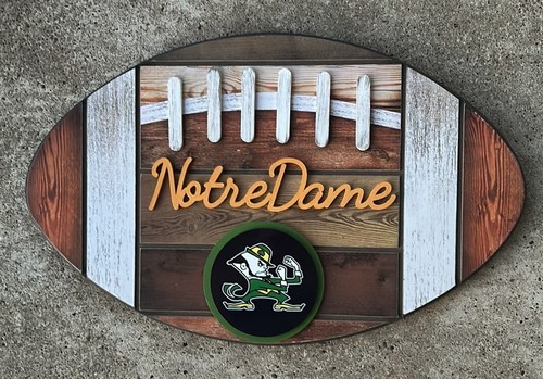 NOTRE DAME “Fighting Irish” Football Wood Decor Sign "Score a Touchdown ...
