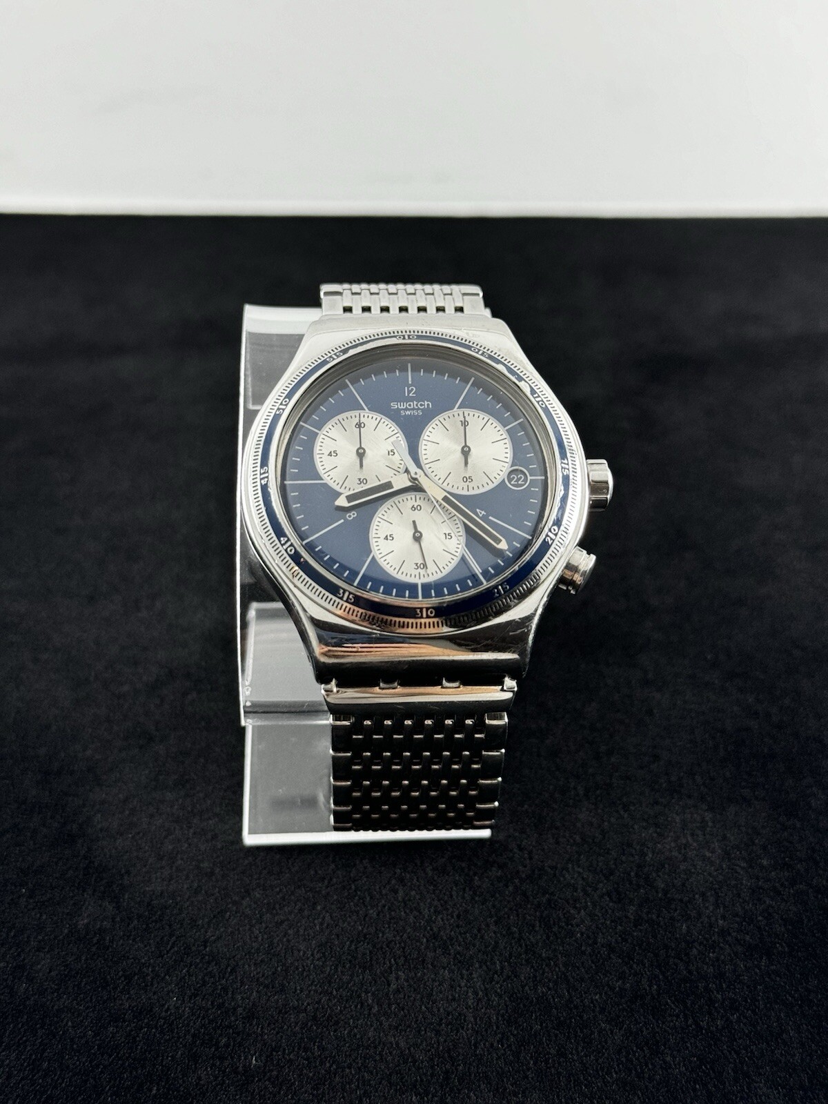 Swiss Swatch Irony Wales Chronograph Steel Date Watch… - Gem