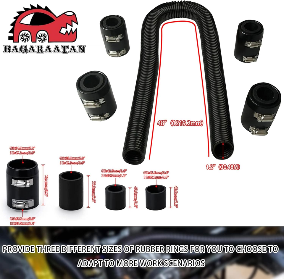 Universal 48" Flexible Radiator Hose Stainless Steel Universal Water ...