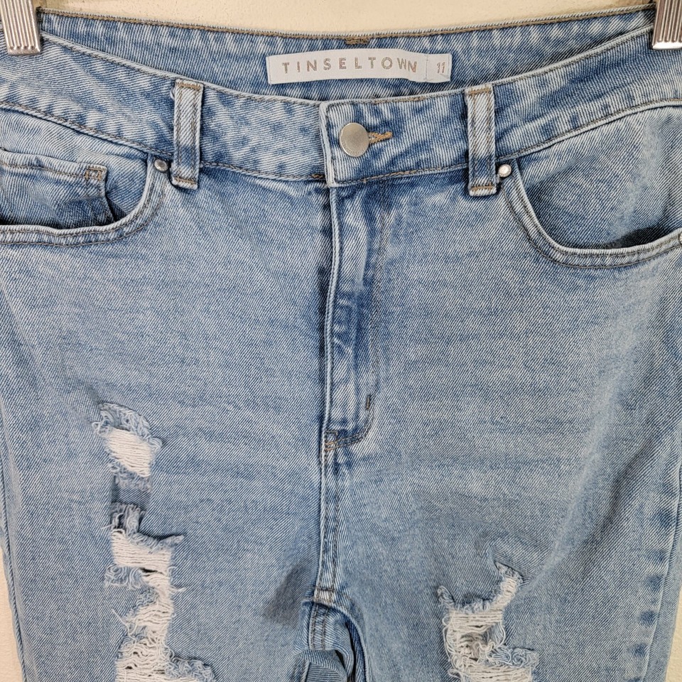 Tinseltown Distressed Destroyed Jeans Size 11 Raw Hem Stretch High Rise ...