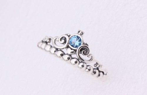 Size 5/50 Authentic PANDORA Disney Cinderella Blue Tiara Ring ...