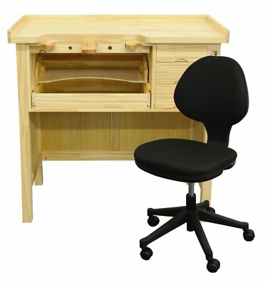 Deluxe Solid Wooden Jewelers work bench Set with Adjustable Chair ...