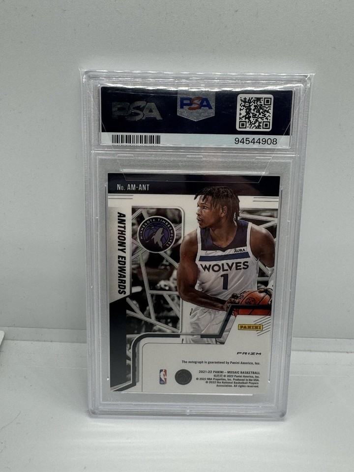 2021 Panini Mosaic Anthony Edwards Choice Fusion Red Yellow Prizm Auto ...