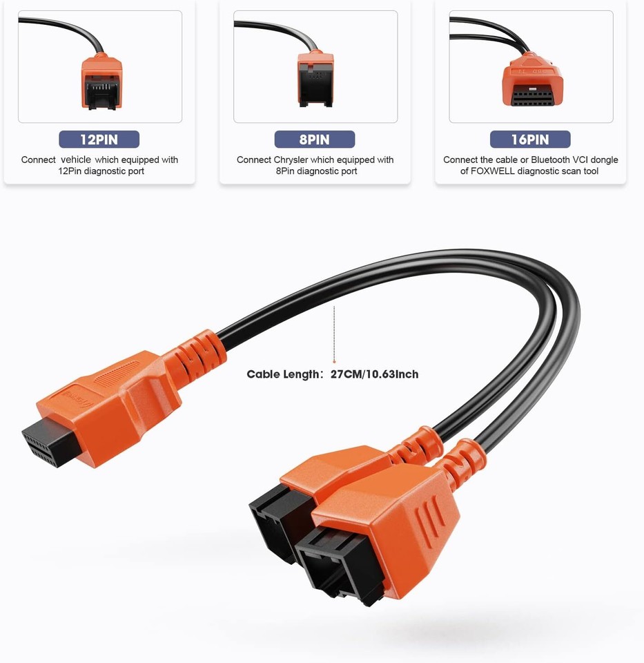 FCA 12+8 OBD2 Cable Adaptor Connector for Chrysler & Dodge Car ...