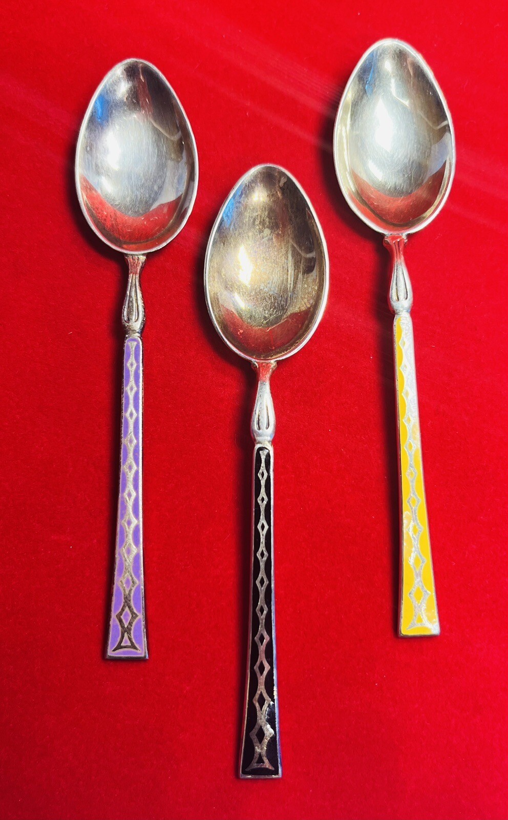 Turner & Simpson English Sterling Silver Enamel Spoons 6Pcs | eBay