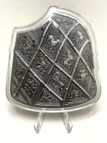 Korean Shield Series - Trellised Targe Antiqued 2 oz Silver Stacker ...