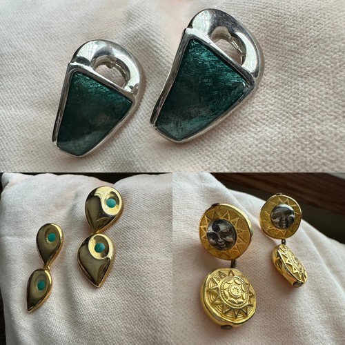 Vintage Lot of Estate Artisan Earrings Sun Aztec Tribal Dangle Costume ...