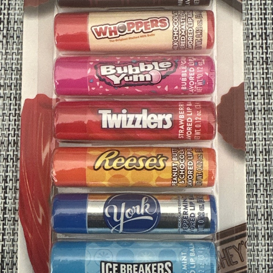 Hershey 8 Flavored Lip Balms Twizzlers Reeses Bubble Yum Whoppers Ice ...