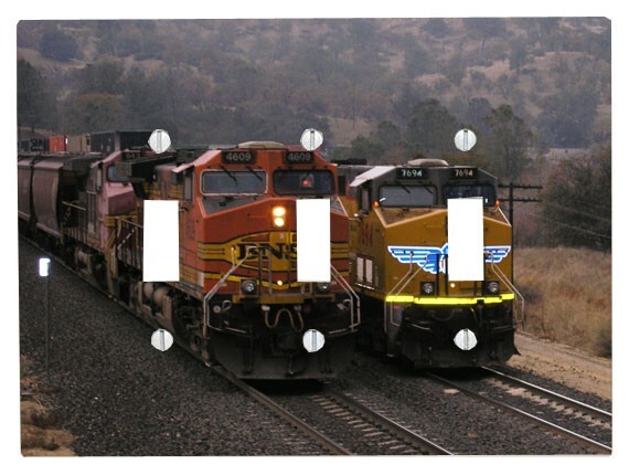 BNSF UP Trains, Railroad Light Switch Cover, Outlet, Home Decor, Night ...