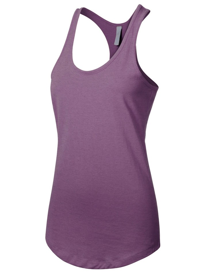 Womens Tank Top Cotton Sleeveless Tee Casual Basic Workout RACER BACK ...