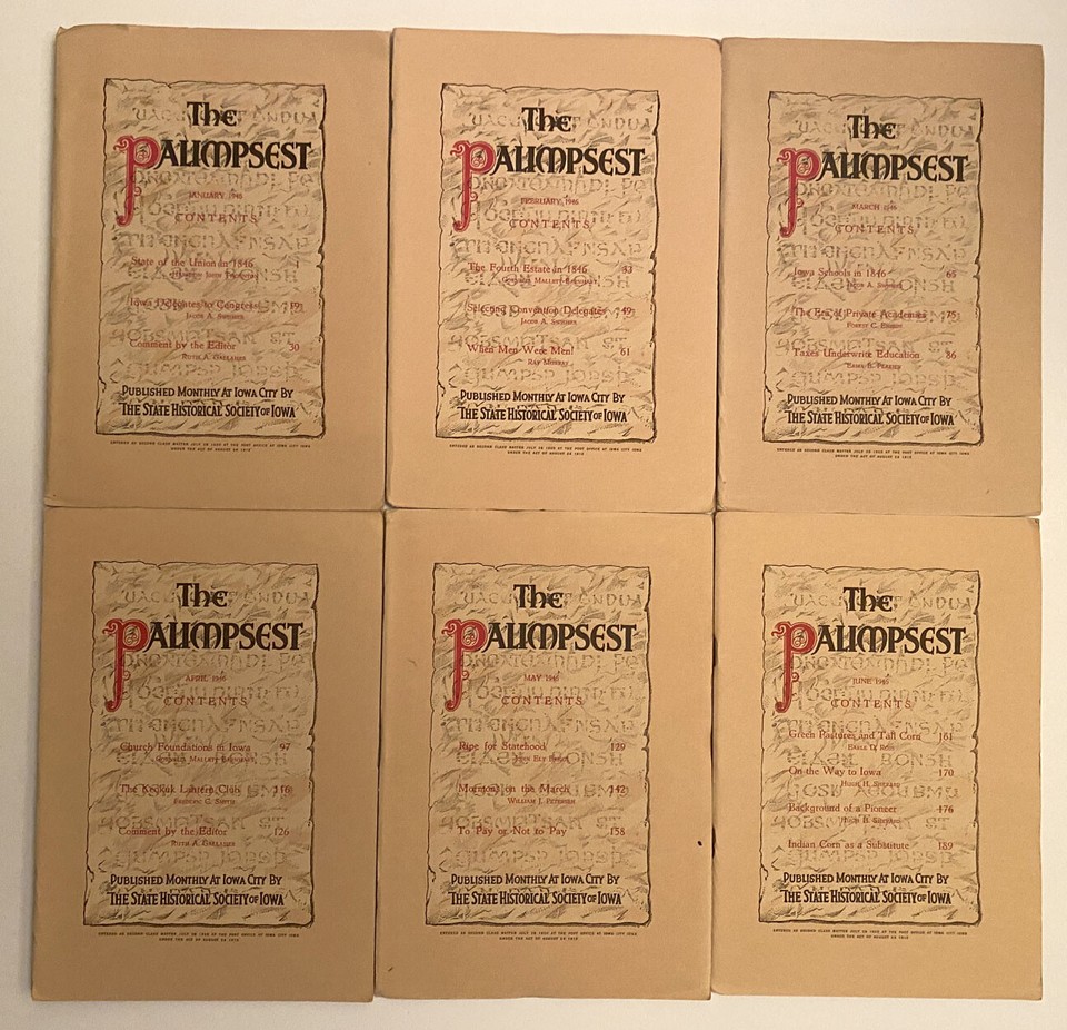 Lot Of 6 Palimpsest Iowa History Magazines January 1946 - June 1946 | eBay