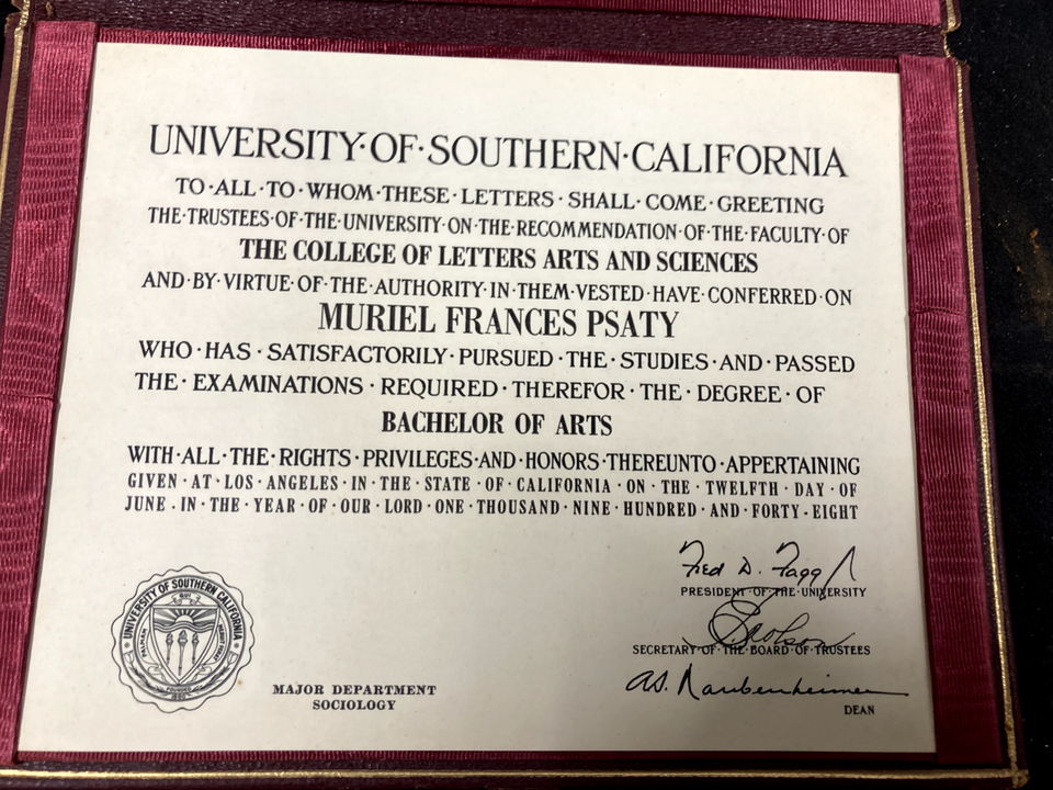1948 USC UNIVERSITY OF SOUTHERN CALIFORNIA BACHELOR OF ARTS DIPLOMA | eBay