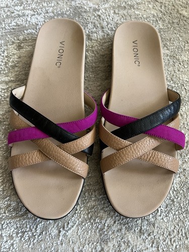 Vionic Dava Leather Slip On Multicolor Comfort Sandals Women’s sz. 10 ...