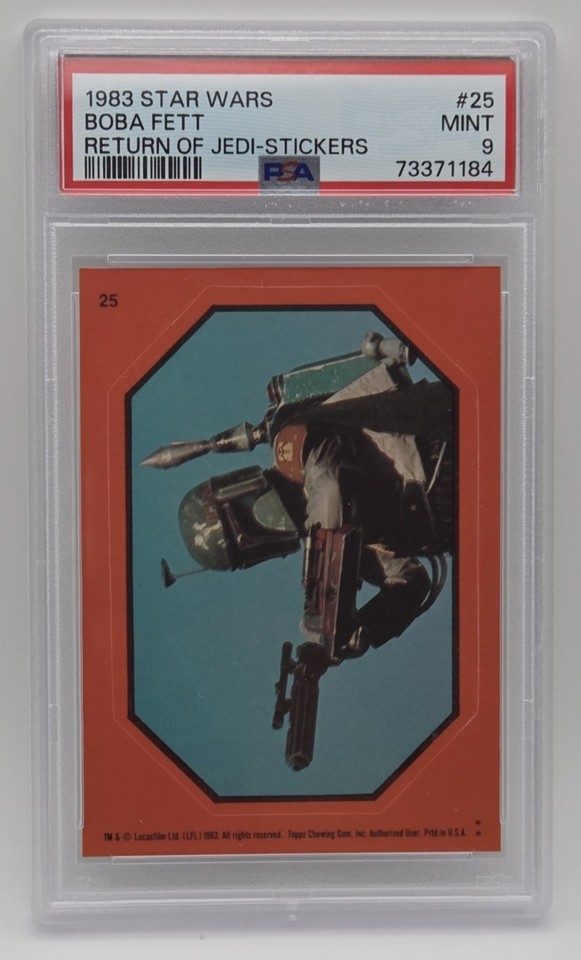 1983 STAR WARS BOBA FETT RETURN OF THE JEDI-STICKERS PSA MINT 9 CARD ...