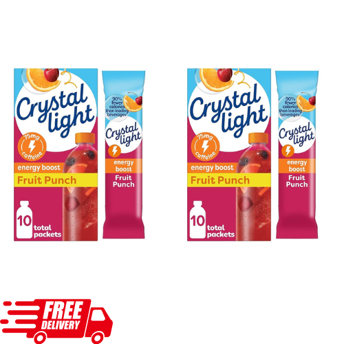 Crystal Light Energy Boost Fruit Punch Drink Mix, 10 ct On-the-Go ...