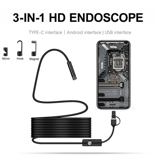 For Android PC USB Type-C 5.5mm Endoscope Camera LED Lens Waterproof ...