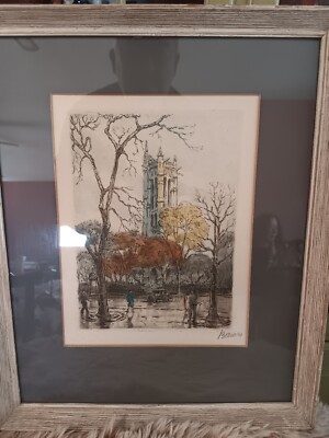 Marcel Julien Baron (1872-1956) Artwork Etching 2 Different Scenes Make ...