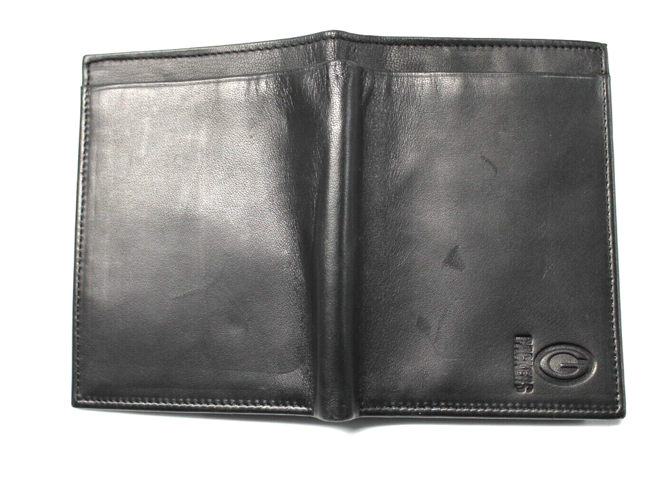 Green Bay Packets Leather Passport Case / Wallet - Black Leather - New ...