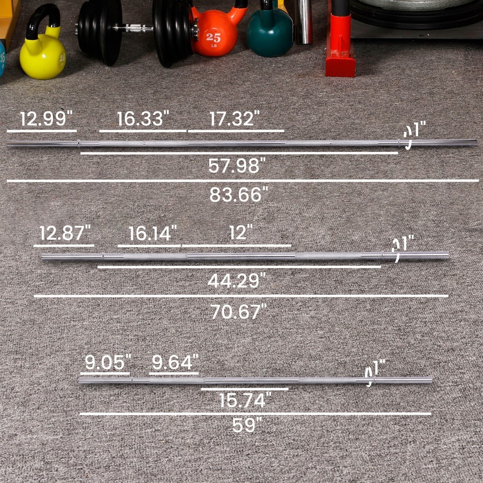 Fitness Weight Bar 6FT Barbell 1 Inch Solid Chrome Workout Exercise ...