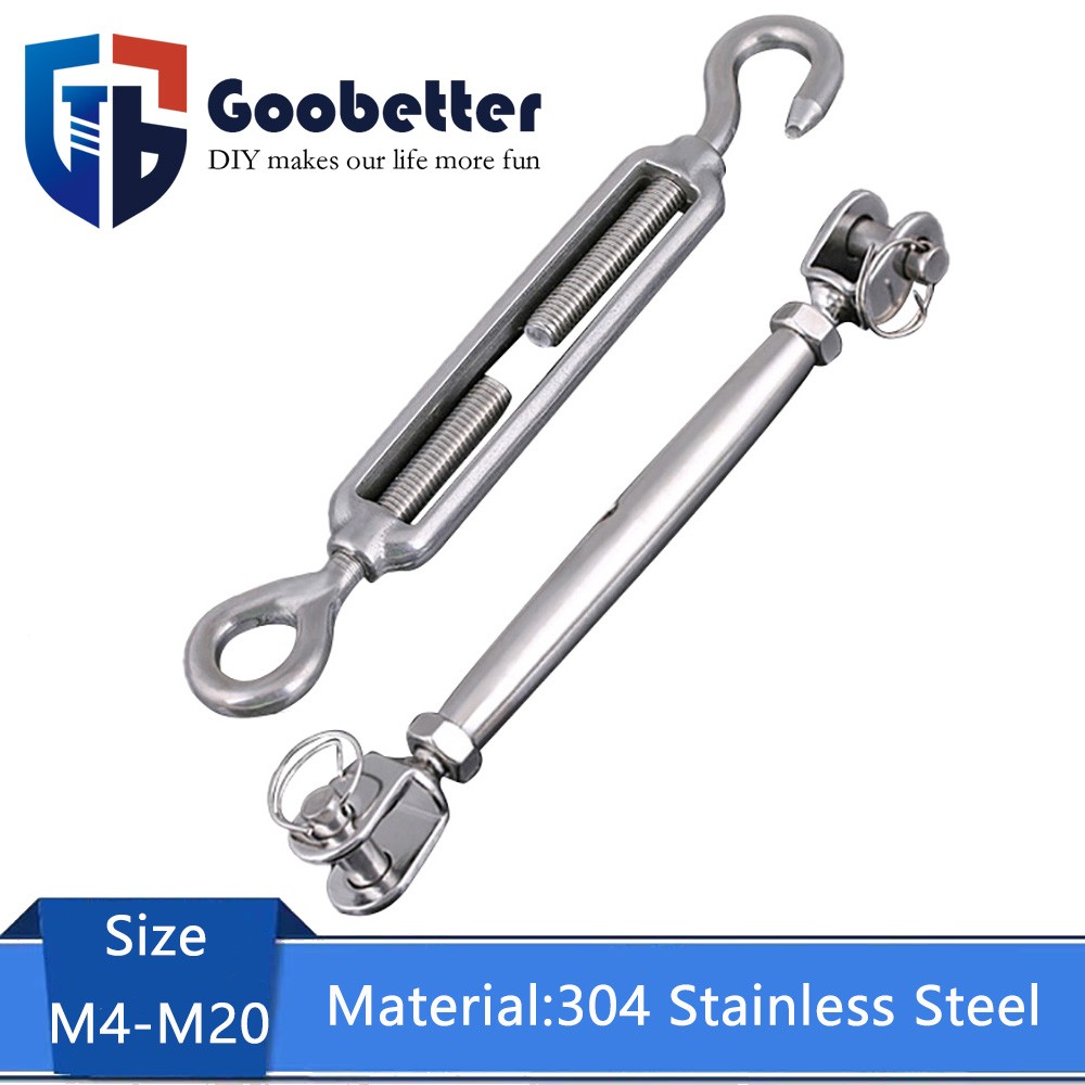 M4-M20 Stainless Steel Turnbuckle Rigging Screw Hook Eye Jaw Wire Rope ...